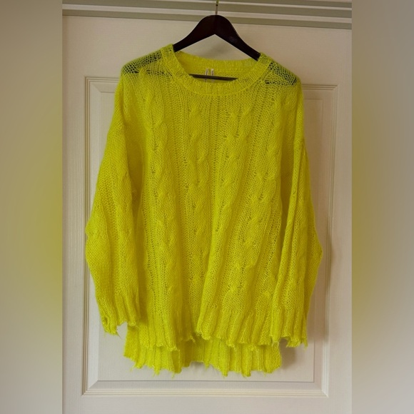 Anthropologie | Sweaters | Anthropologie Neon Yellow Cable Knit Sweater ...